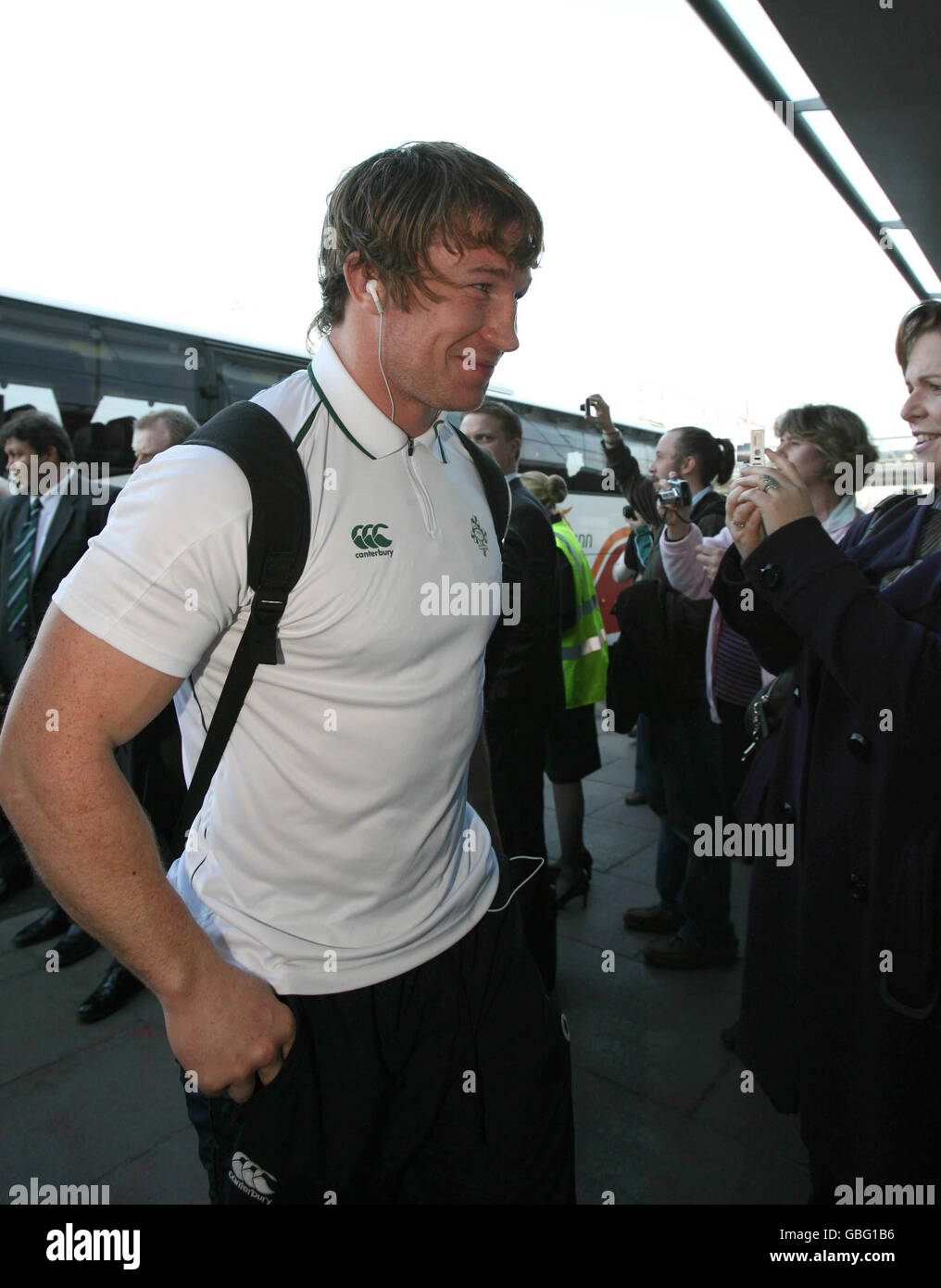 Rugby Union - Ireland Team Departure - Dublin Airport. Ireland's Jerry ...