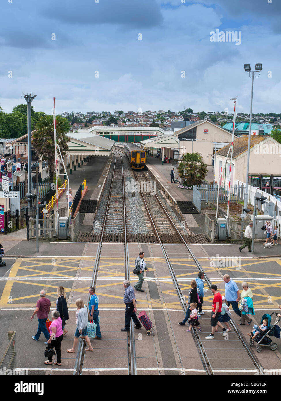 Railway level crossing in Paignton Devon UK Stock Photo - Alamy