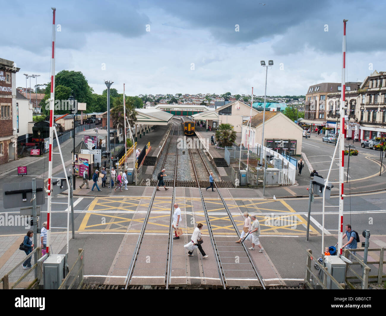 Railway level crossing in Paignton Devon UK Stock Photo - Alamy