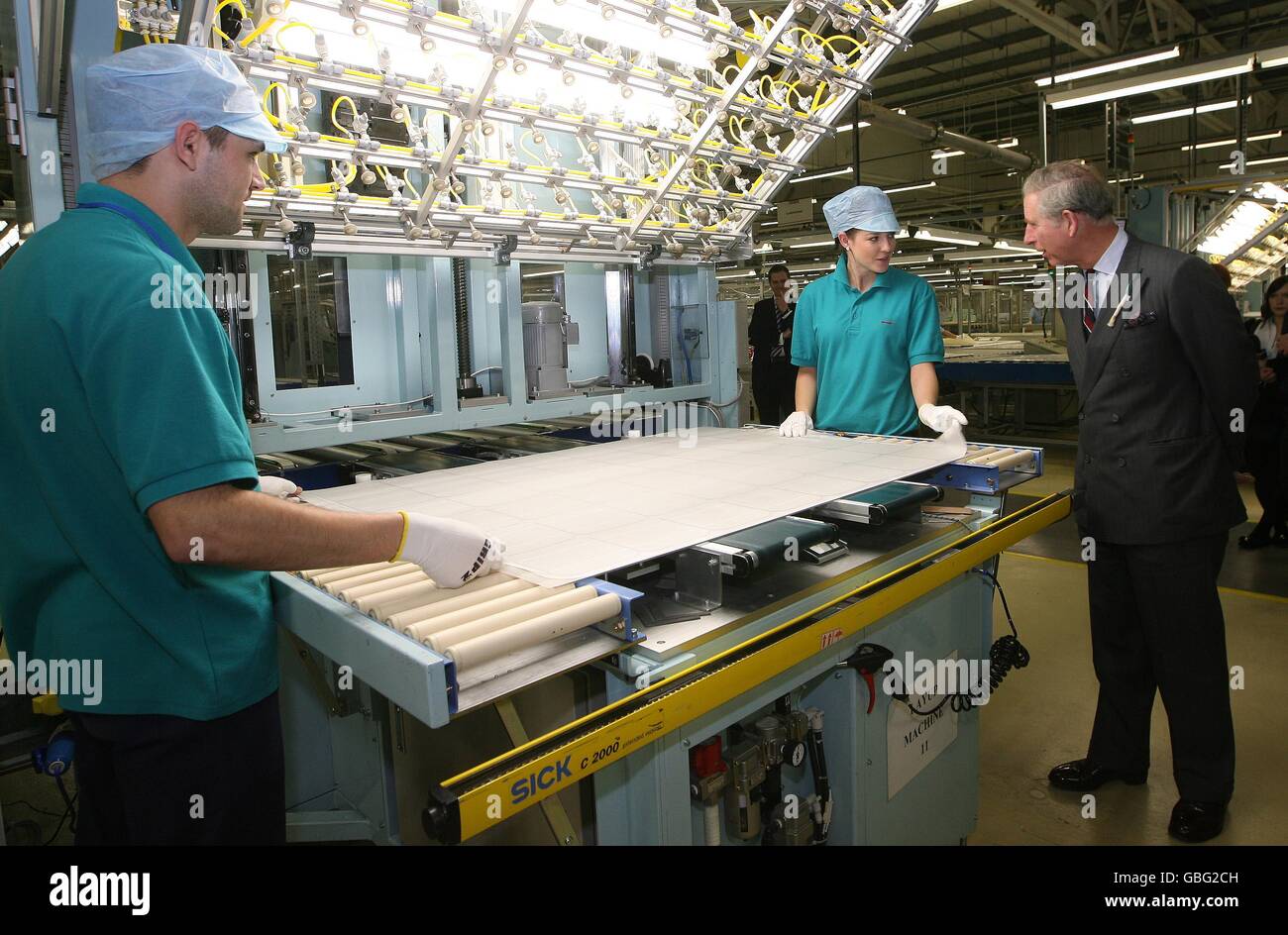 The Prince of Wales with Petra Palova during a factory tour of Sharp ...