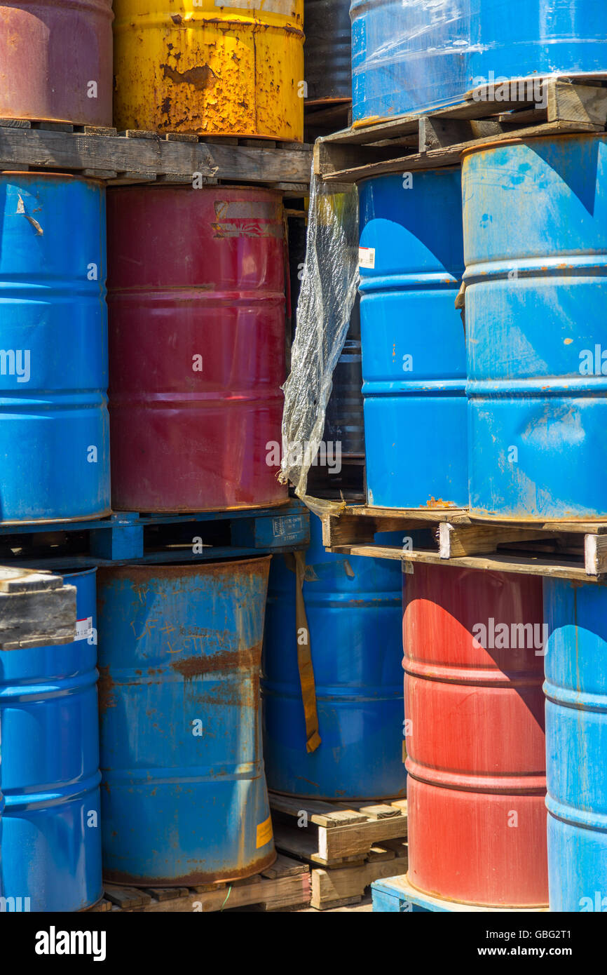 Oil Drums Stacked High Resolution Stock Photography and Images - Alamy
