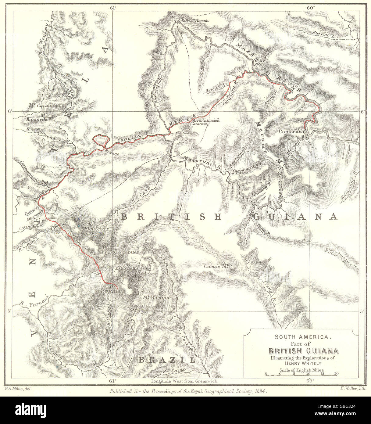 BRITISH GUIANA(GUYANA):Mazaruni river,Cuyuni.Whitely exploration.RGS ...