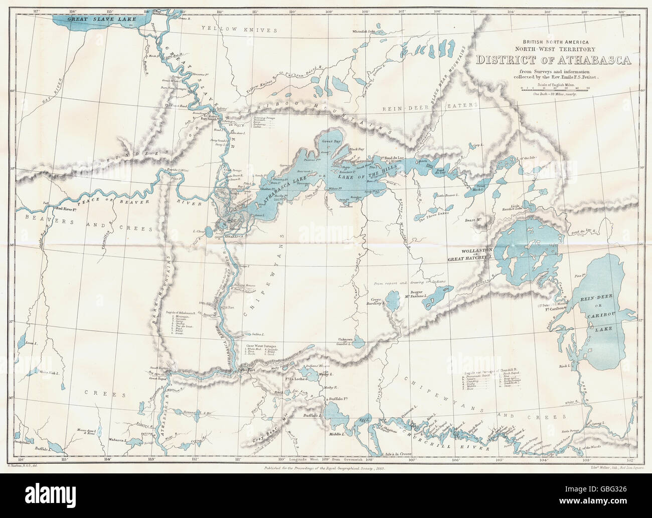 ATHABASCA DISTRICT: British North America. Canada. Petitot surveys. RGS ...