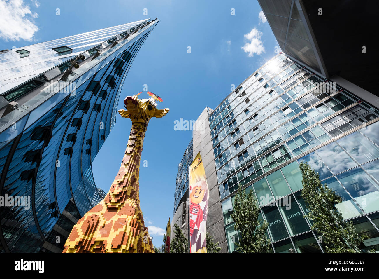 View of giraffe made from Lego at Legoland inside Sony Centre Potsdamer ...