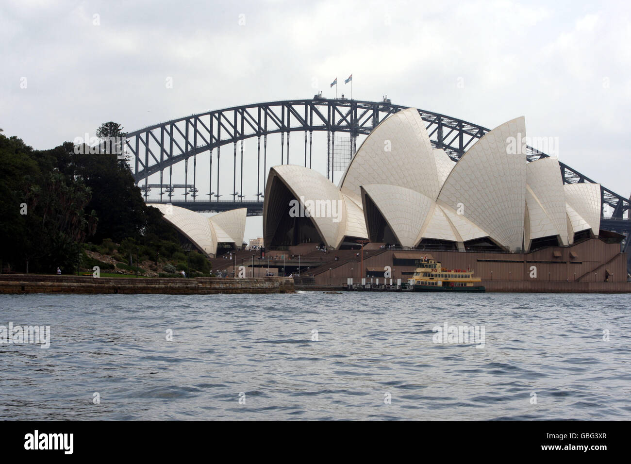 General view opera house harbour bridge in sydney hi-res stock ...