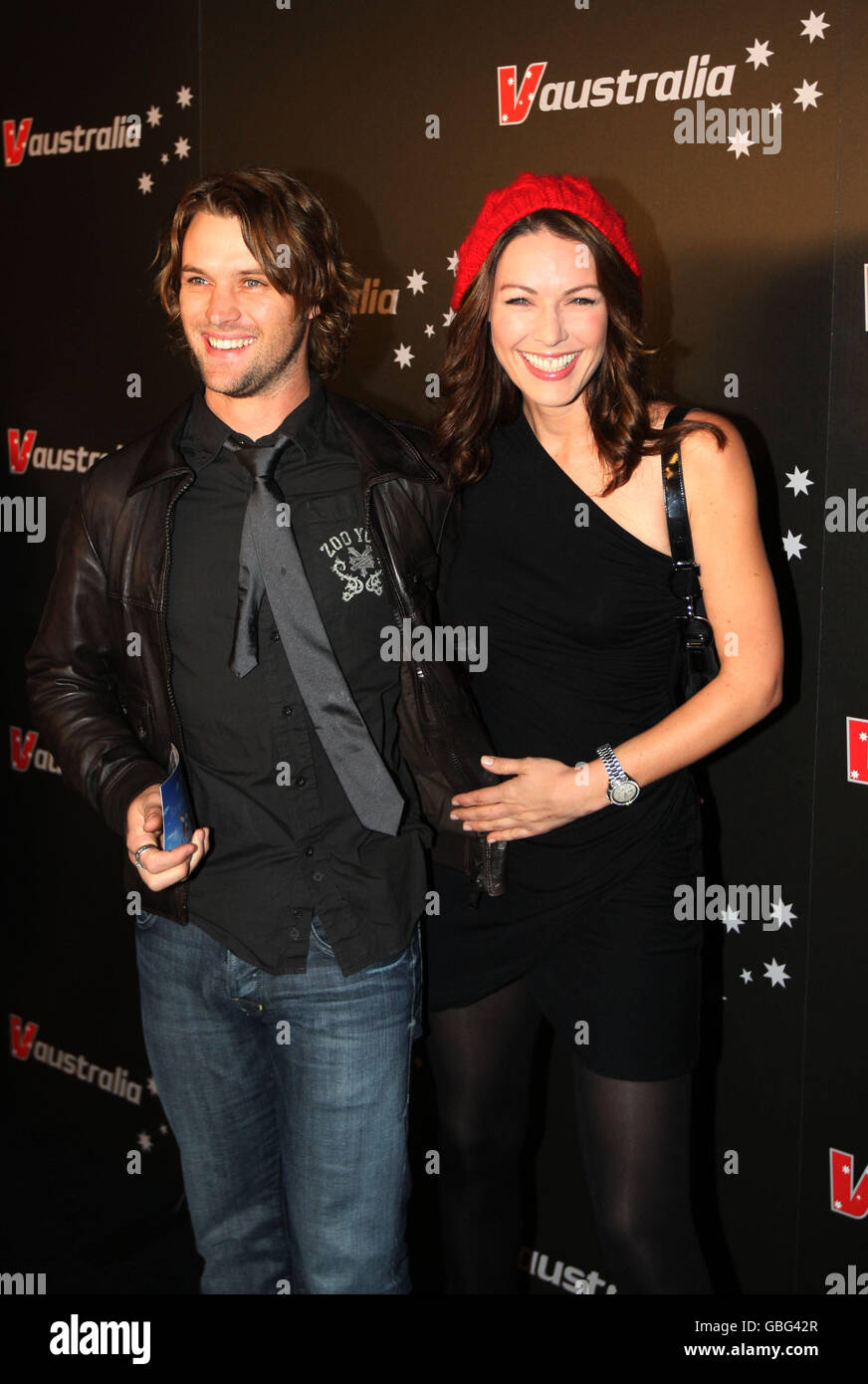Jesse Spencer and Louise Griffiths arrive at the V Australia Party at ...