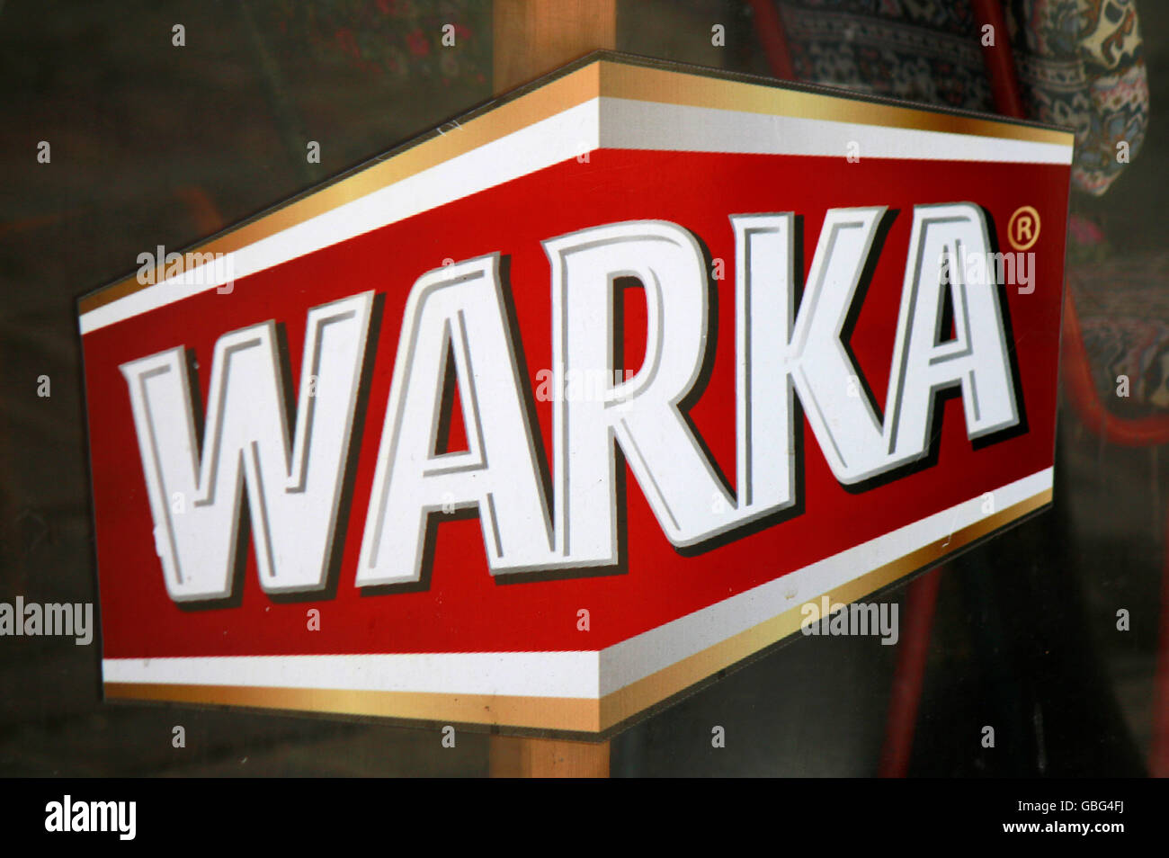 das Logo der Marke "Warka", Swinemuende, Polen Stock Photo - Alamy