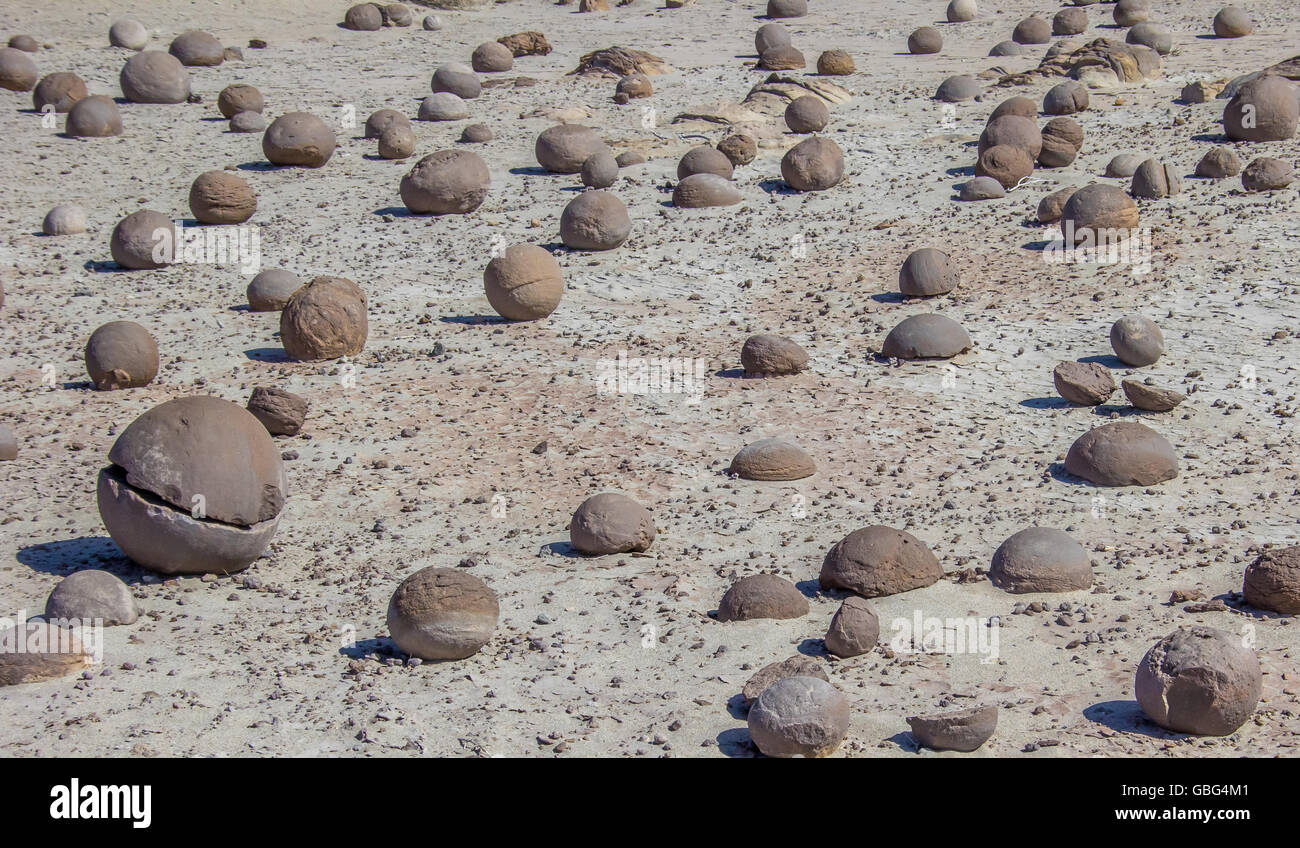 Sandstone formation in round form in Ischigualasto provincial park ...