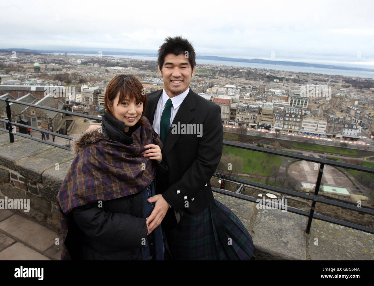 Japanese judo star Kosei Inoue with his wife Aki Higashihara, during a ...