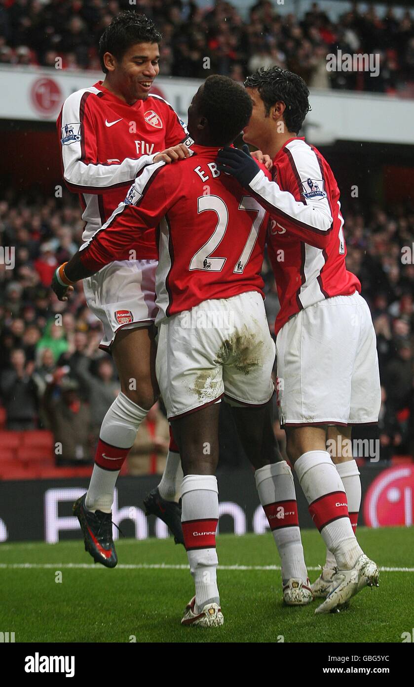 Arsenal's Da Silva Eduardo (left) celebrates scoring the opening goal ...