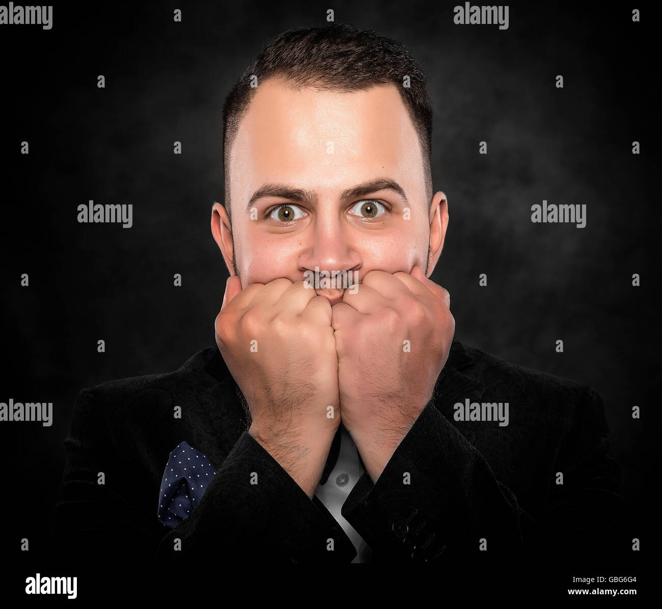 Scared young man hi-res stock photography and images - Alamy