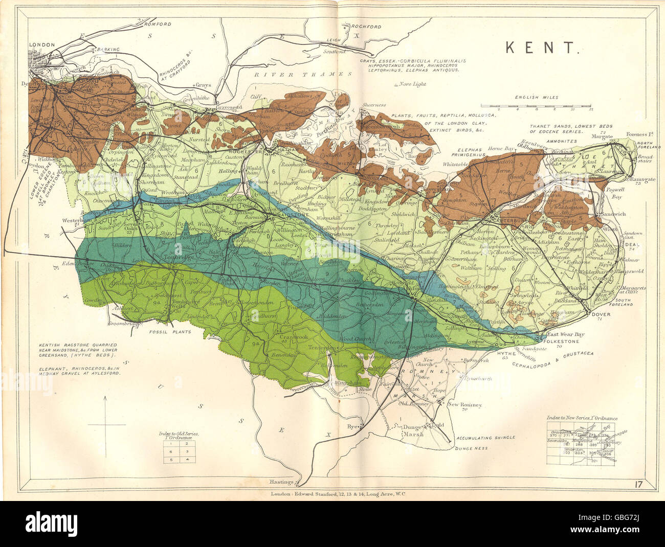 KENT: Geological map. STANFORD, 1880 Stock Photo - Alamy