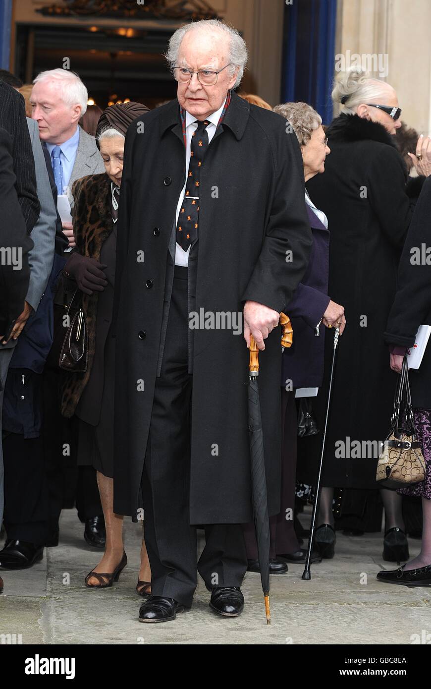 Frank Thornton attends the funeral of Wendy Richard at St Marylebone ...