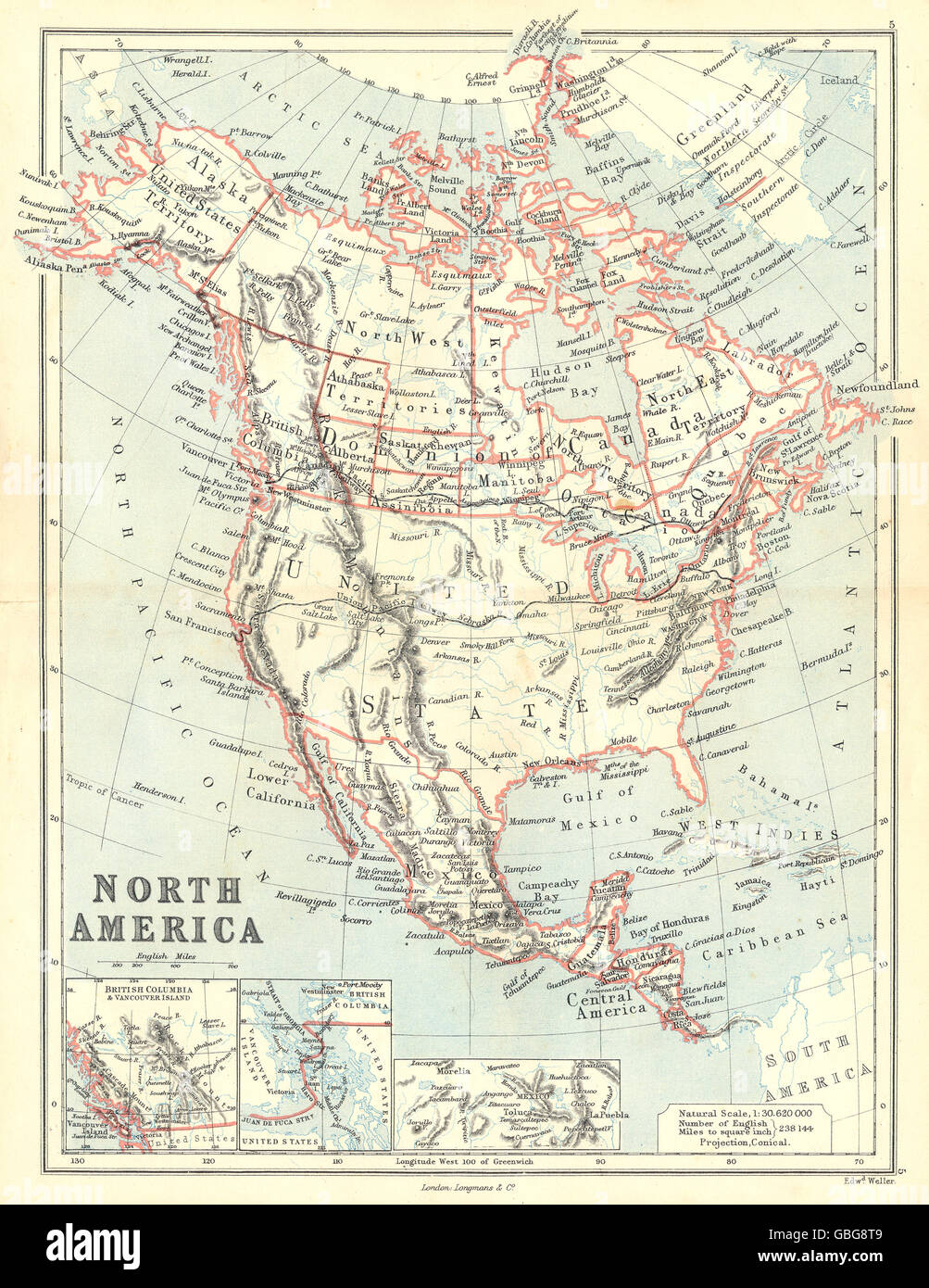 British north america map 19th century hi-res stock photography and ...