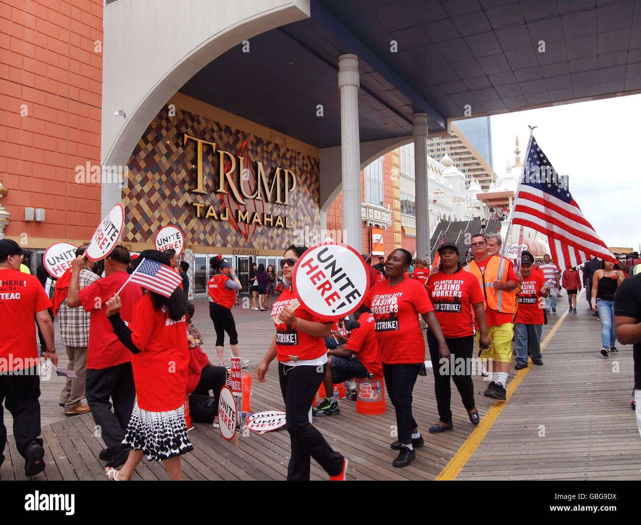 ATLANTIC CITY, NJ - JULY 4: Determined employees of the the Trump Taj ...