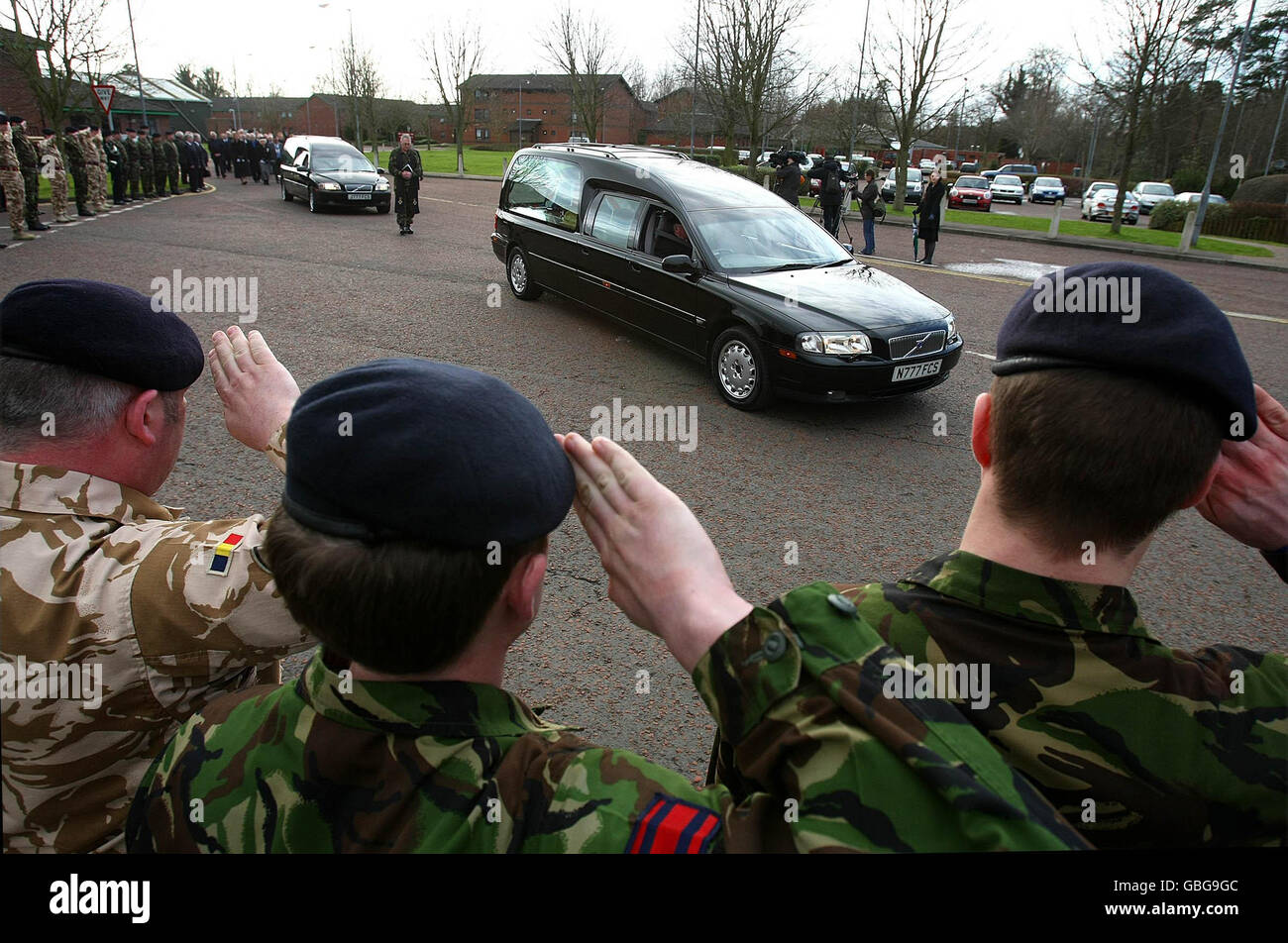 The coffins of sappers Patrick Azimkar and Mark Quinsey leave ...