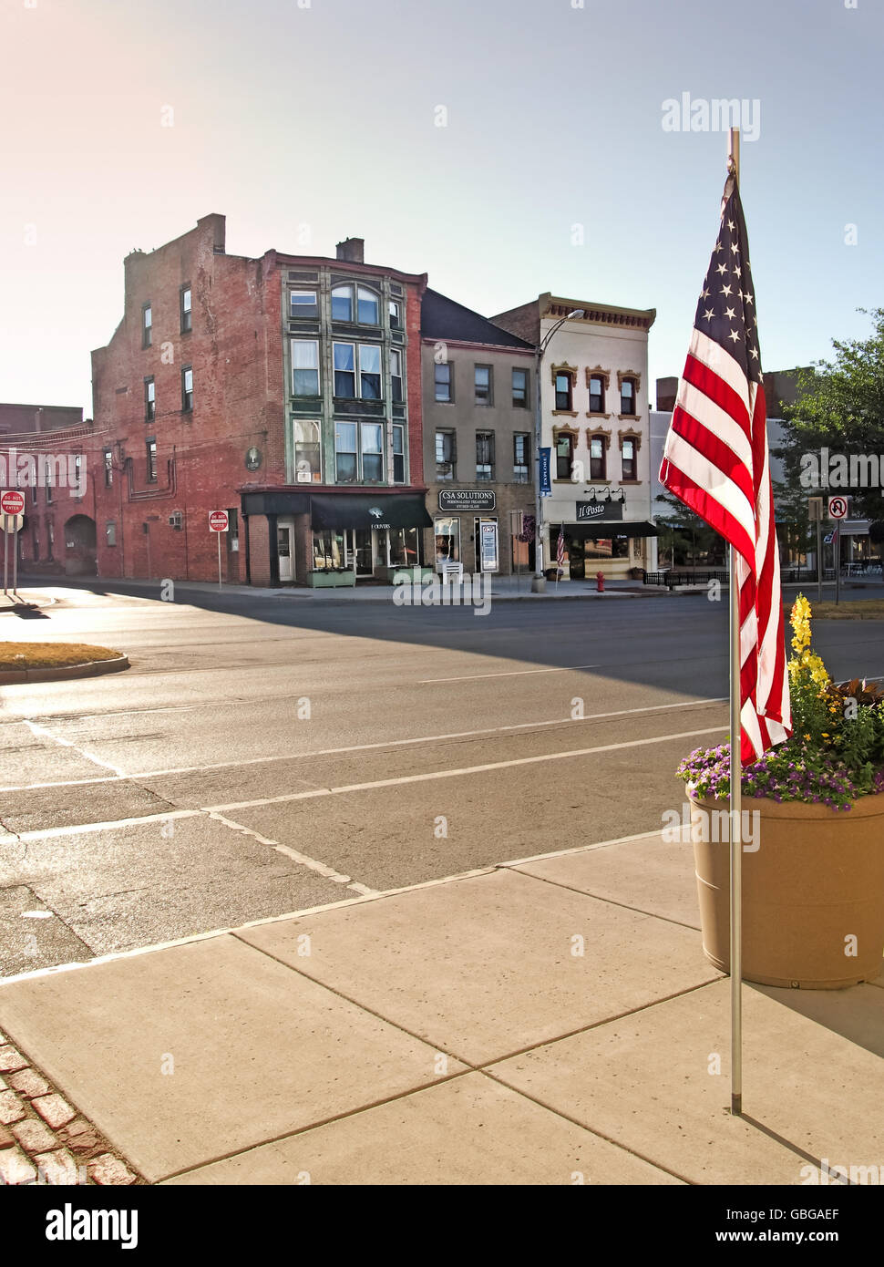 American flag main street hi-res stock photography and images - Alamy