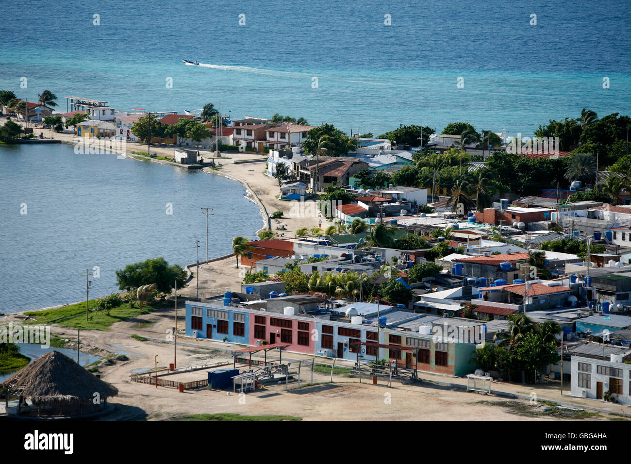 the village on the Gran Roque Island at the Los Roques Islands in the ...