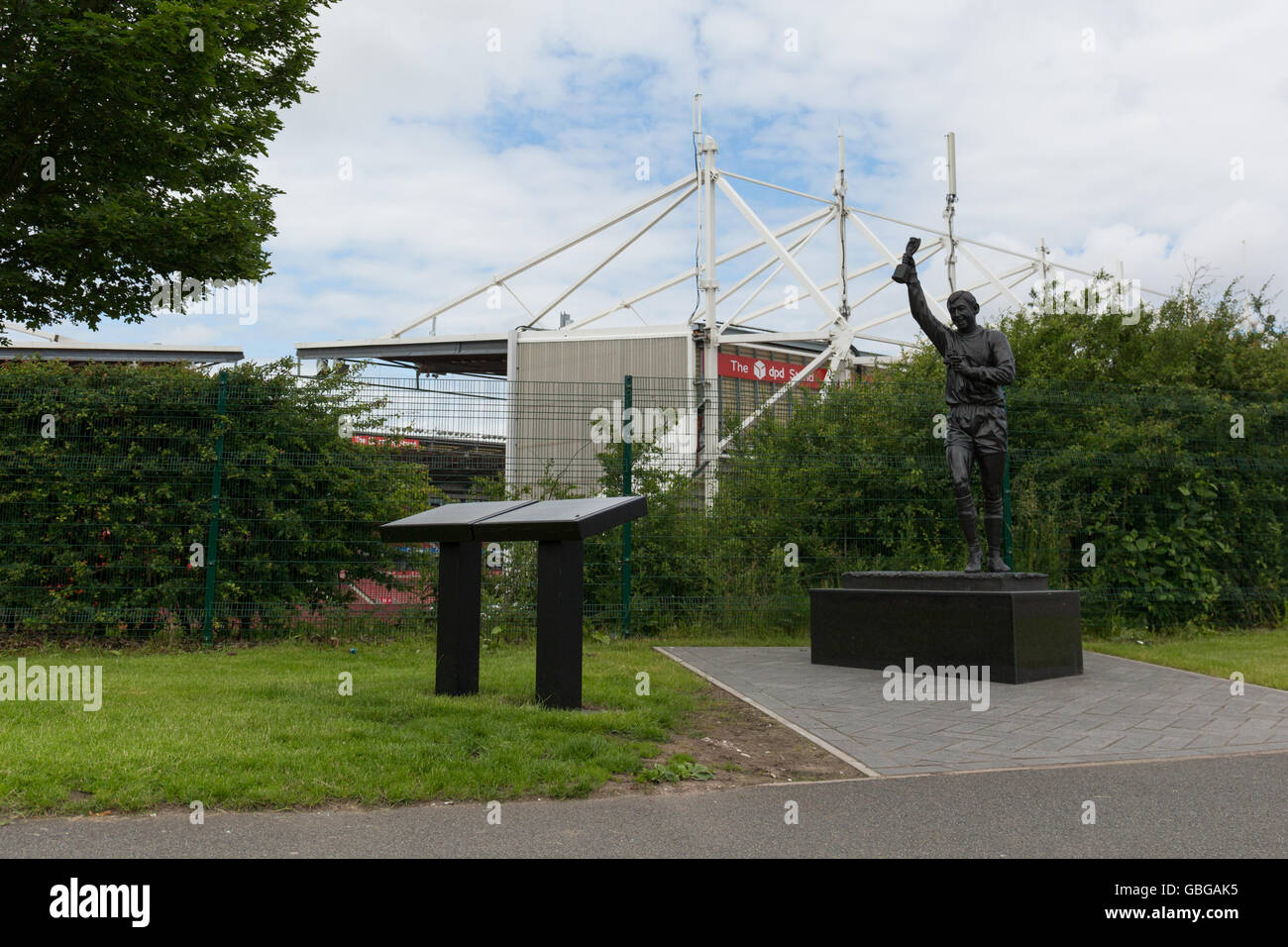 Gordon Banks statue at the Britannia Stadium, Stoke City Stock Photo ...