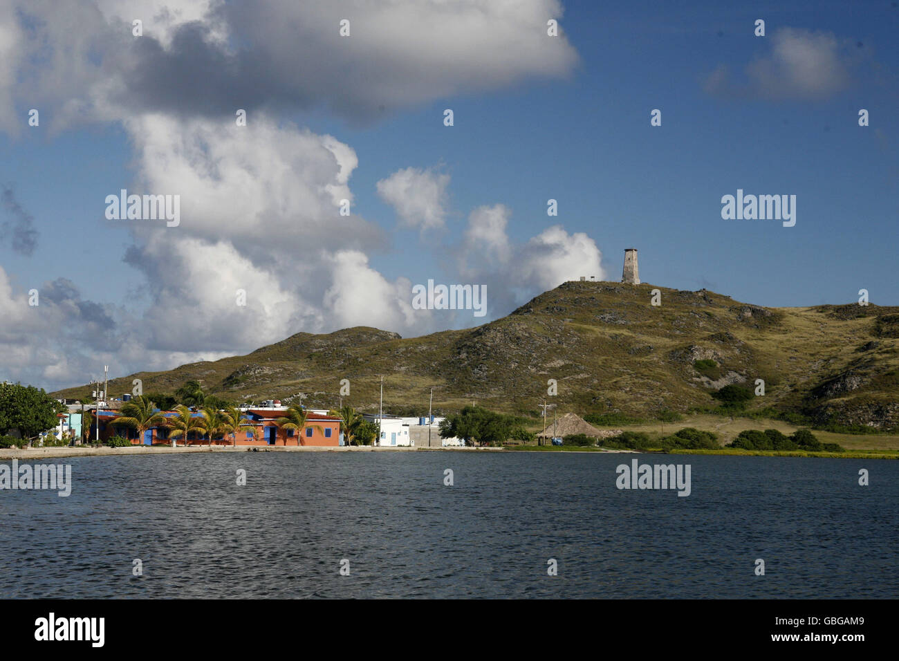 the landscape near the village on the Gran Roque Island at the Los ...