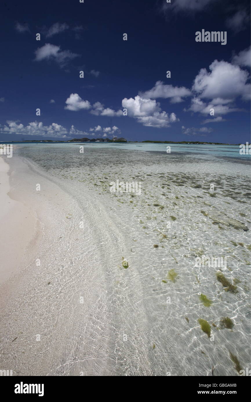 a beach at the village on the Gran Roque Island at the Los Roques ...