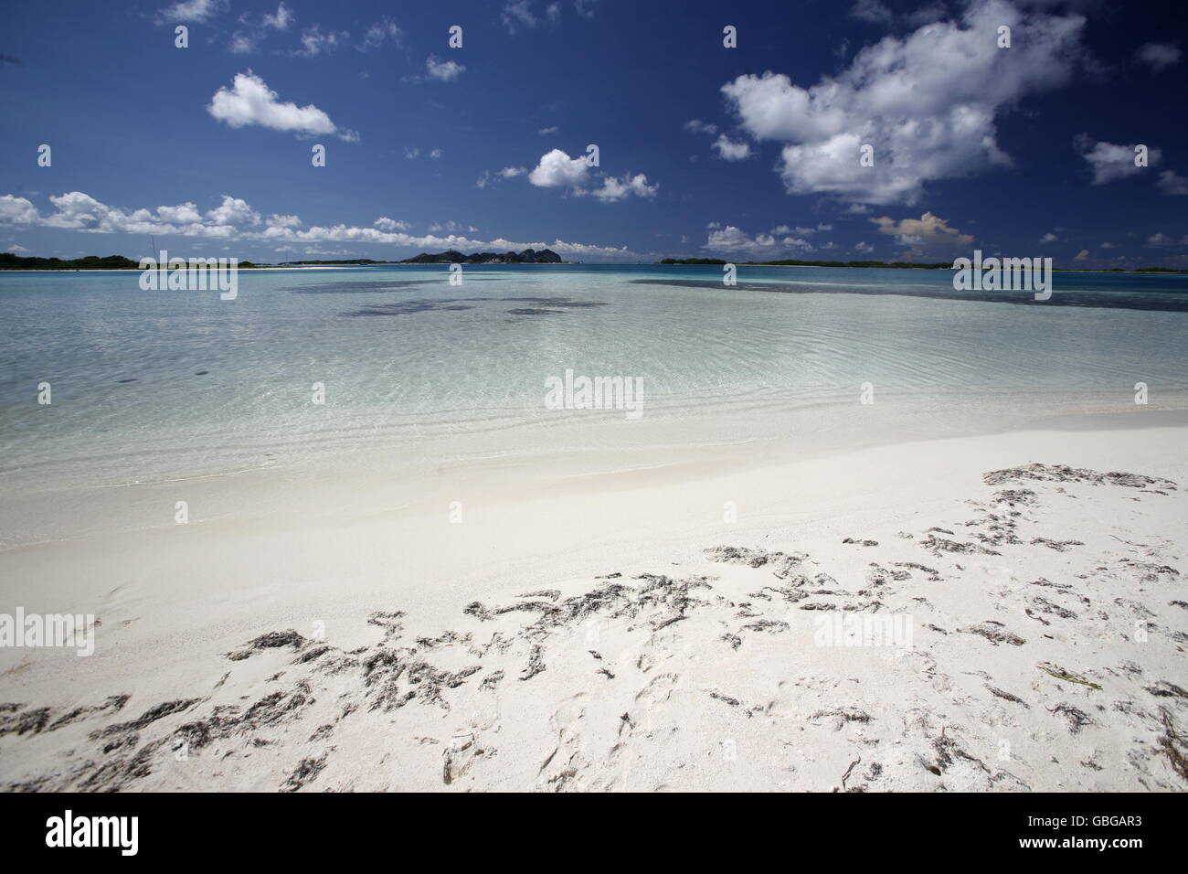 a beach at the village on the Gran Roque Island at the Los Roques ...