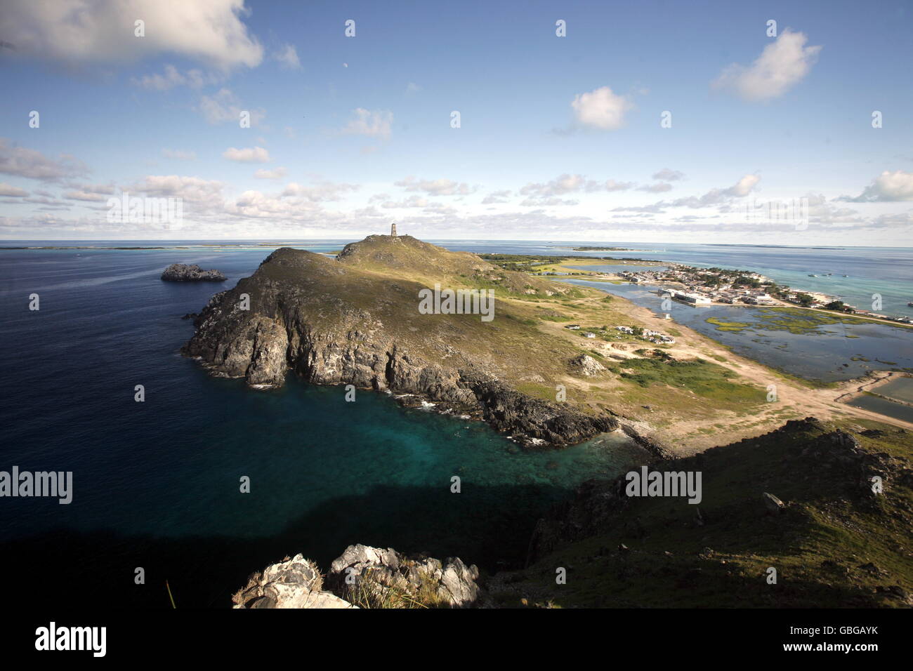 the landscape near the village on the Gran Roque Island at the Los ...