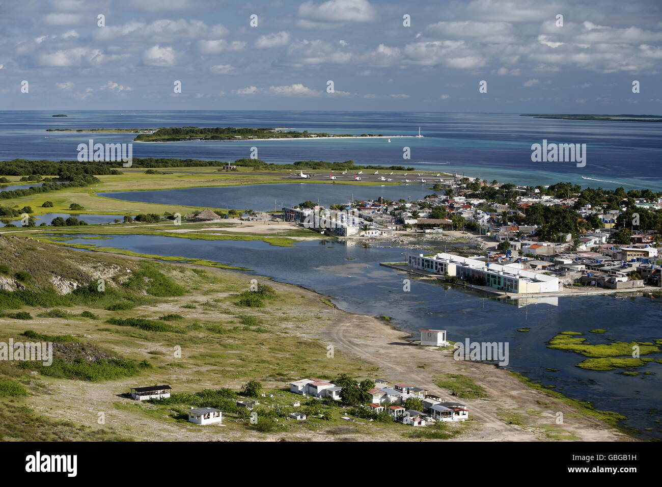 the village on the Gran Roque Island at the Los Roques Islands in the ...