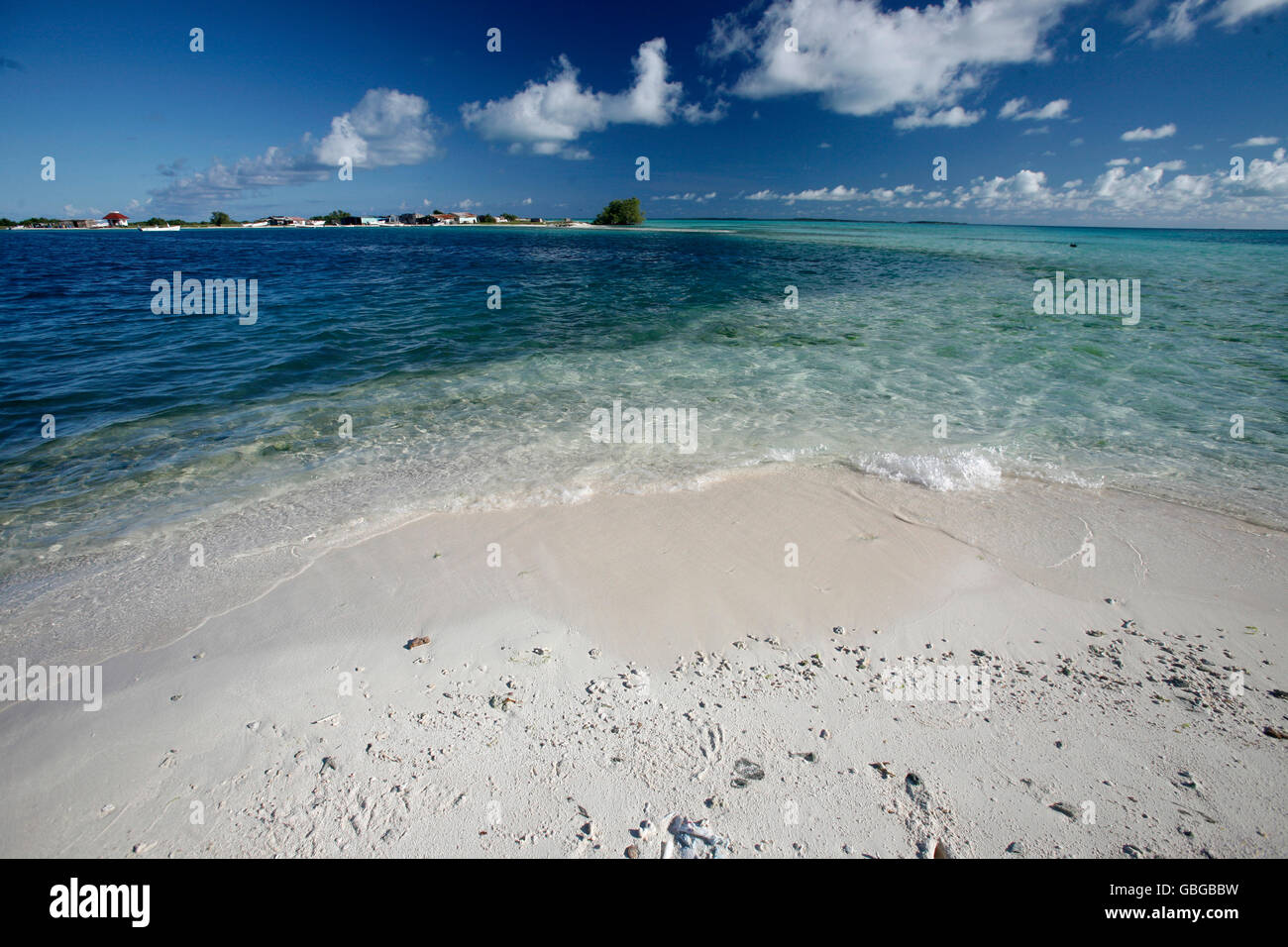a beach at the village on the Gran Roque Island at the Los Roques ...