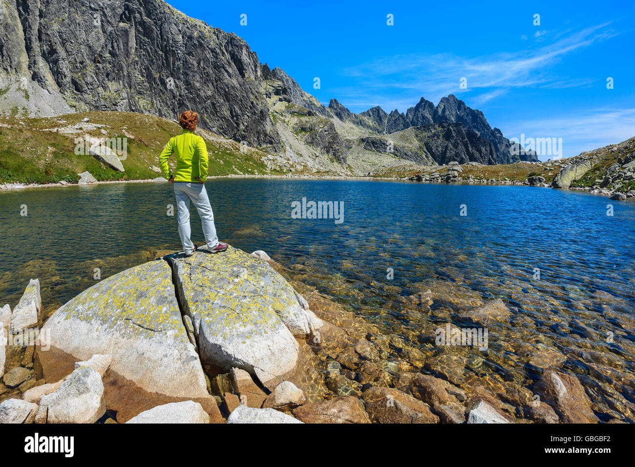 Tourist on alpine mountain top hi-res stock photography and images - Alamy