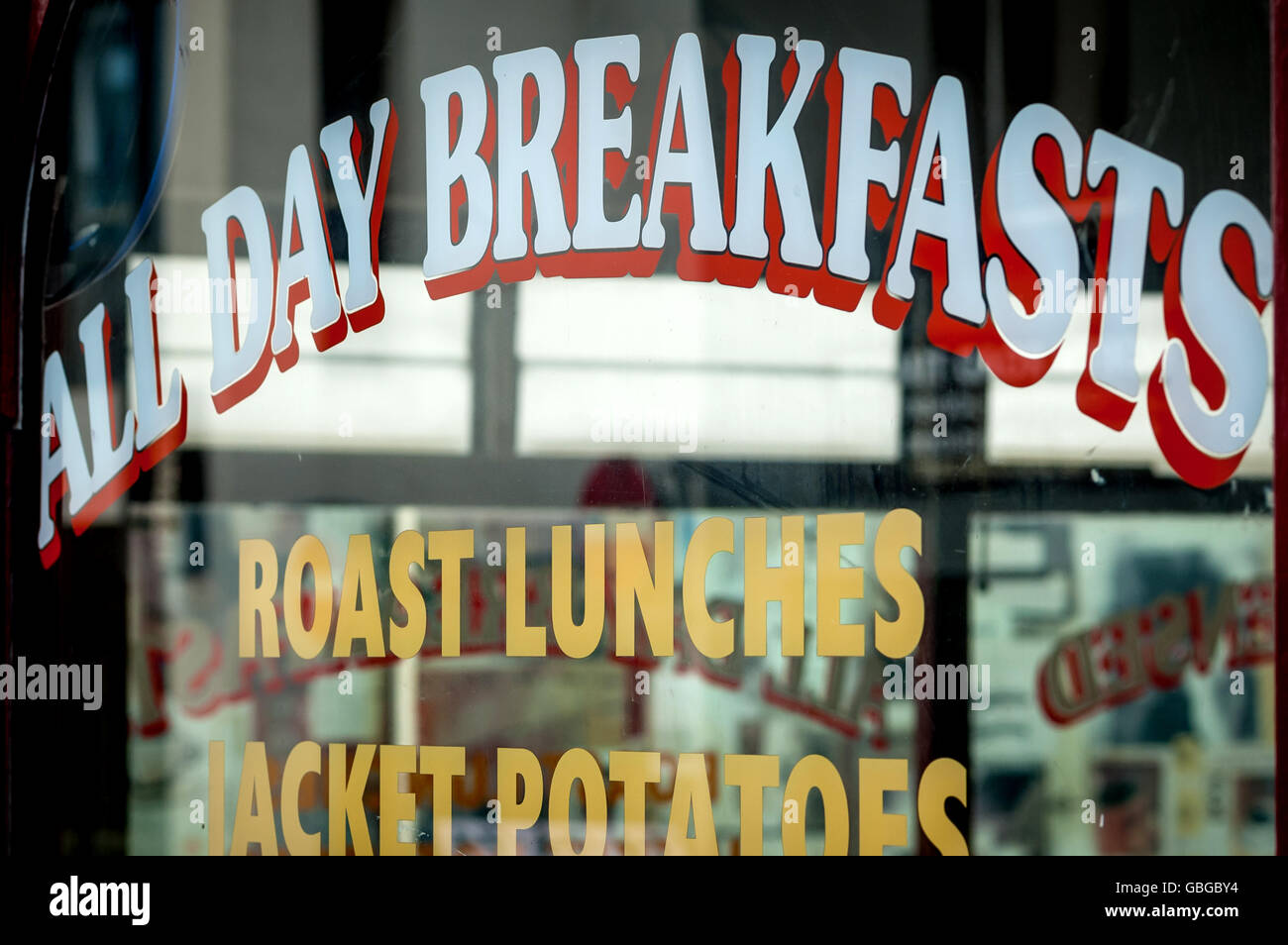 A typical working man's cafe, or Greasy Spoon, breakfast restaurant in ...