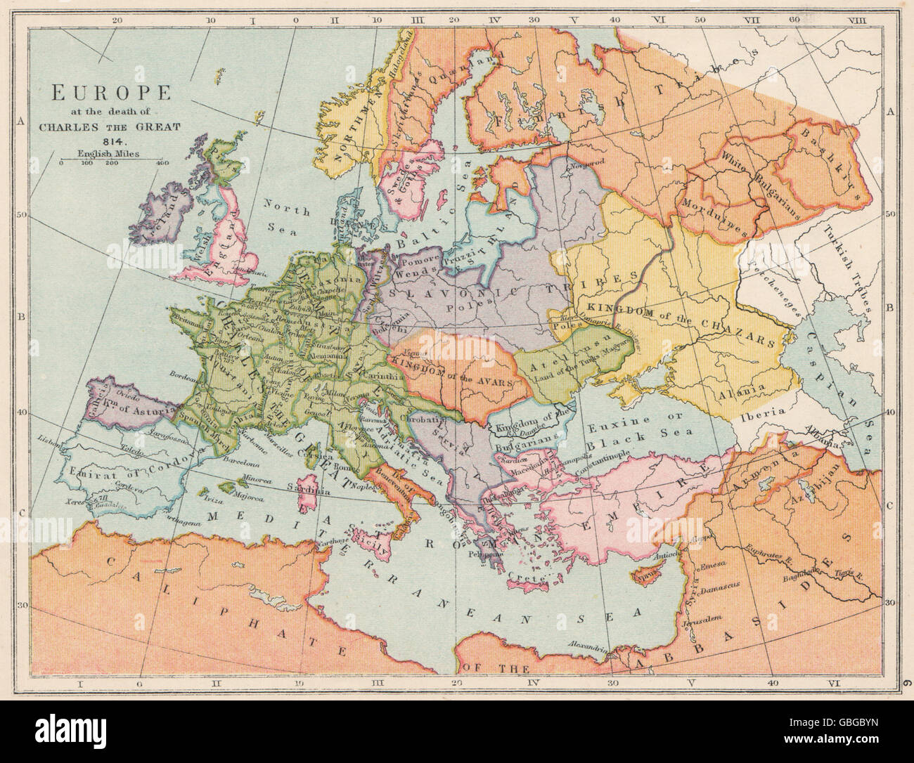 EUROPE IN 814: At the Death of Charles the Great. Charlemagne, 1907 old ...