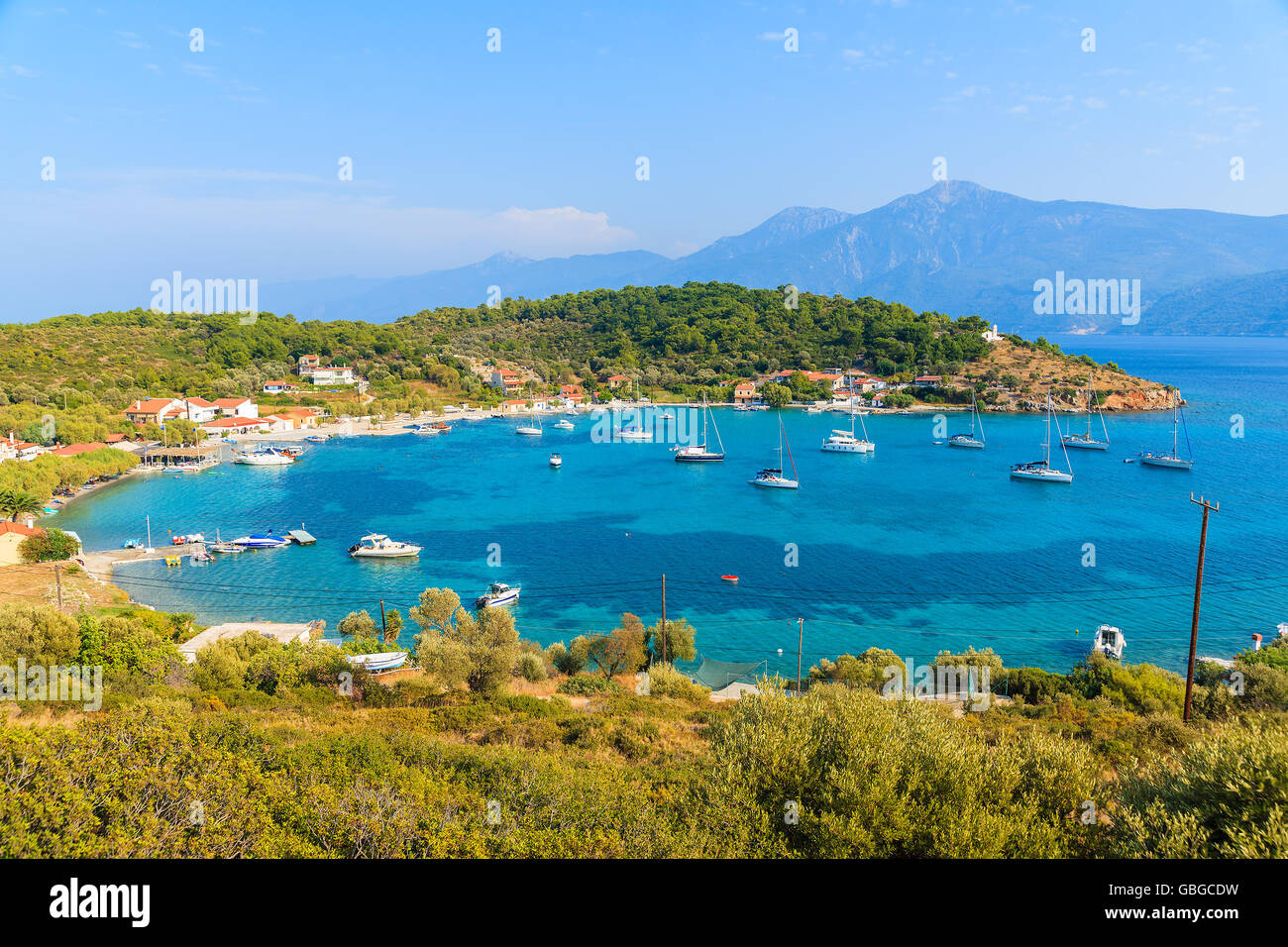A view of Posidonio bay, Samos island, Greece Stock Photo - Alamy