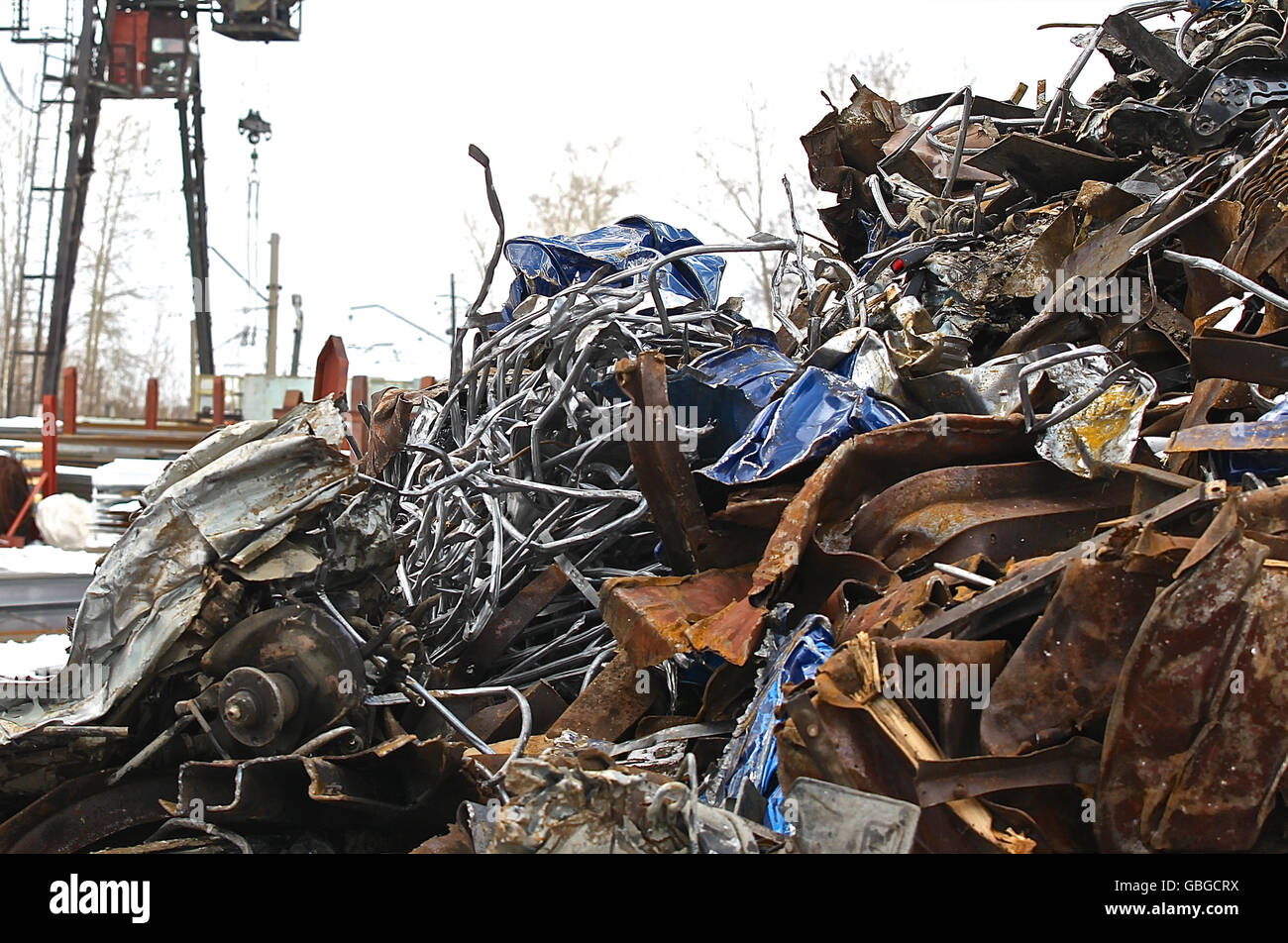 large pile of scrap metal for further processing Stock Photo - Alamy