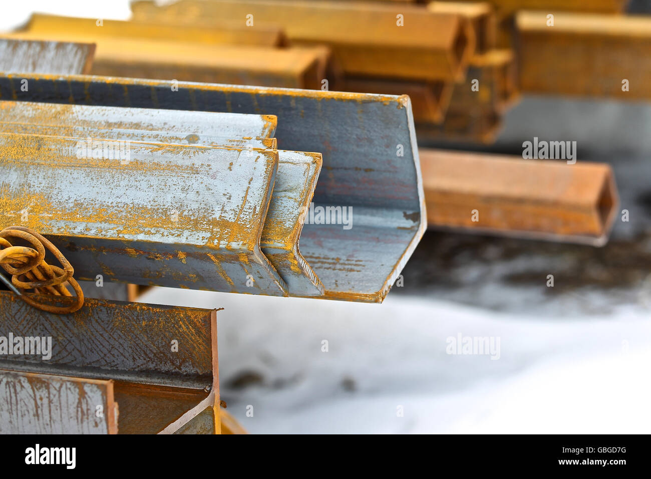 metal profiles angle lies in bundles of stock Stock Photo - Alamy