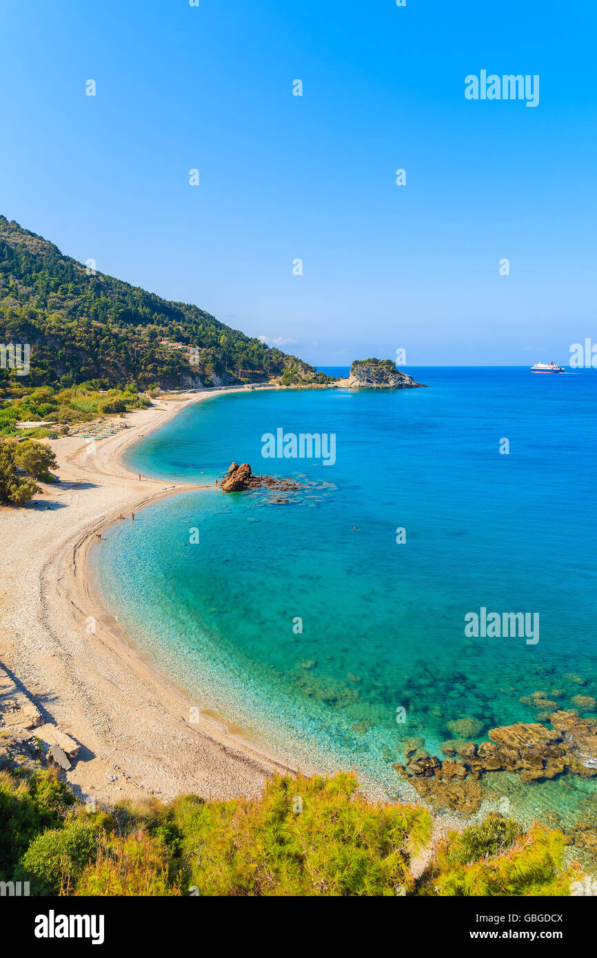 A view of Potami beach with azure sea water, Samos island, Greece Stock ...