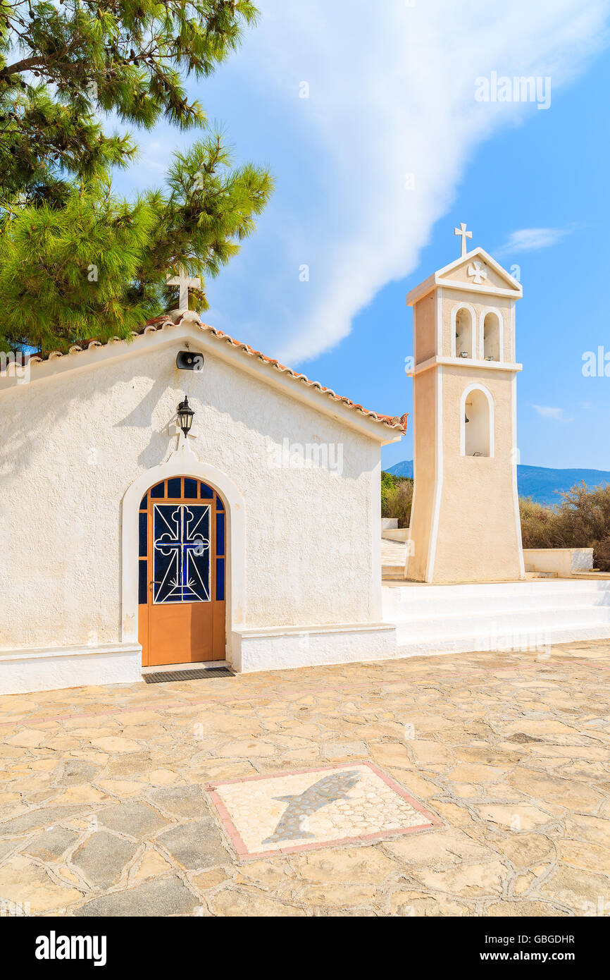 Beautiful typical white Greek church on Samos island, Greece Stock ...