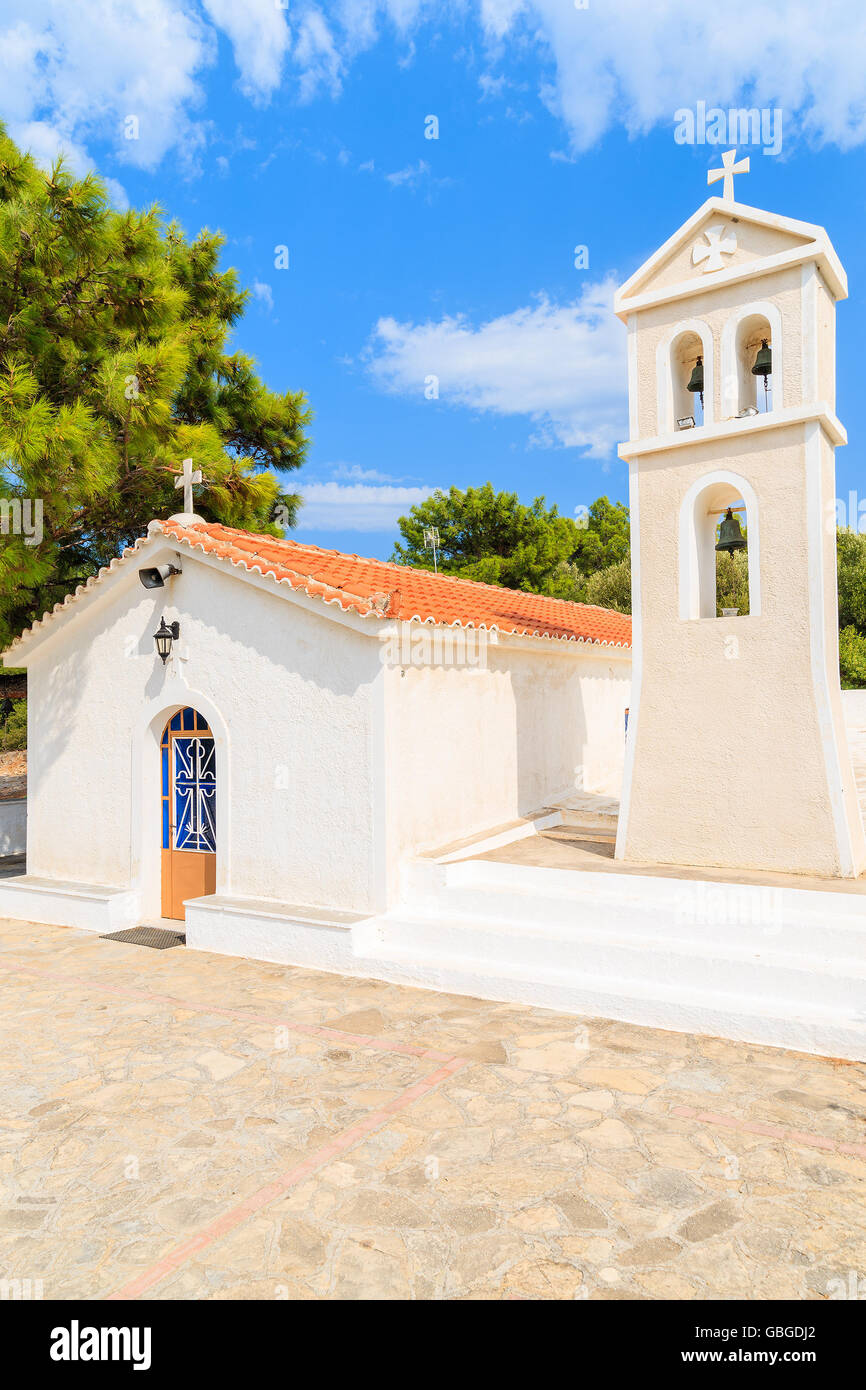 Beautiful typical white Greek church on Samos island, Greece Stock ...