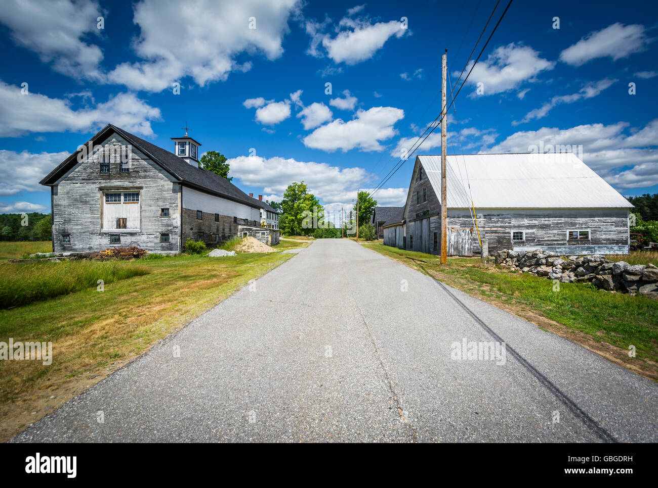Old barns along a country road in Allenstown, New Hampshire Stock Photo ...