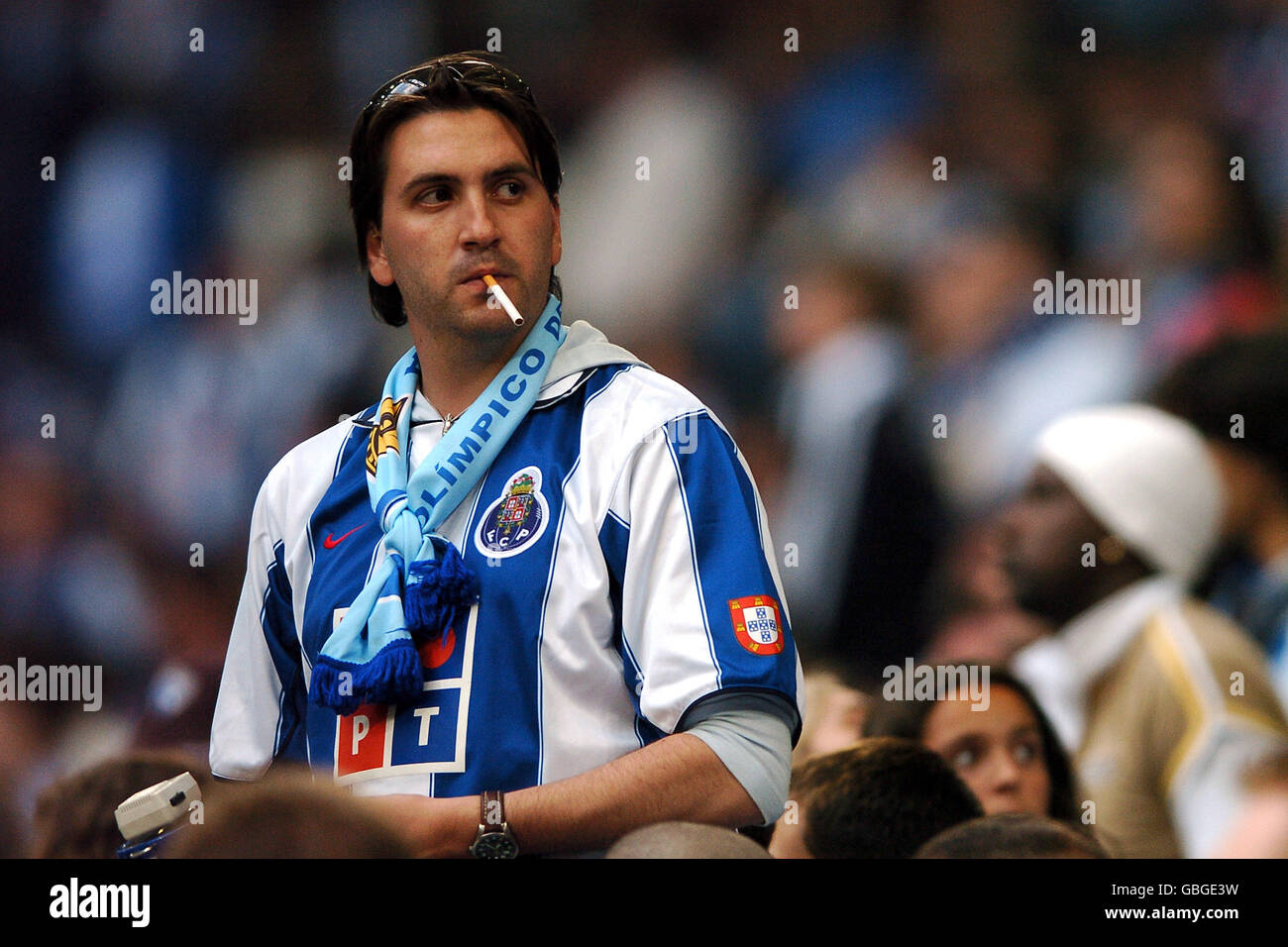 An FC Porto fan soaks up the atmosphere prior to the game at the ...
