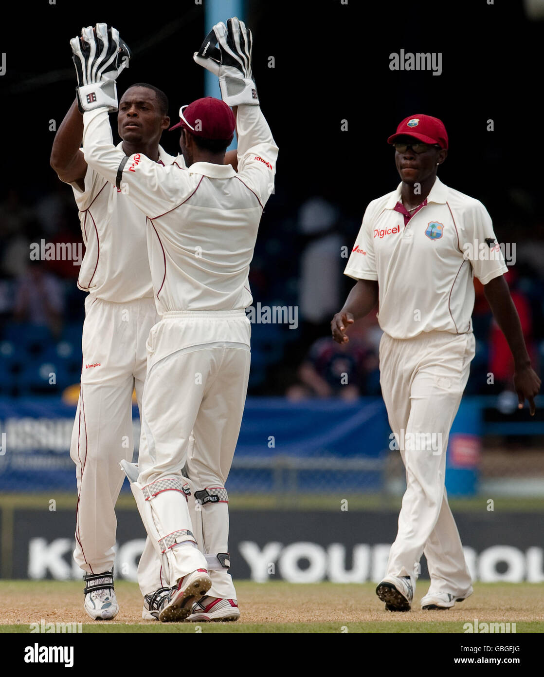 West Indies' Daren Powell celebrates after dismissing England's ...