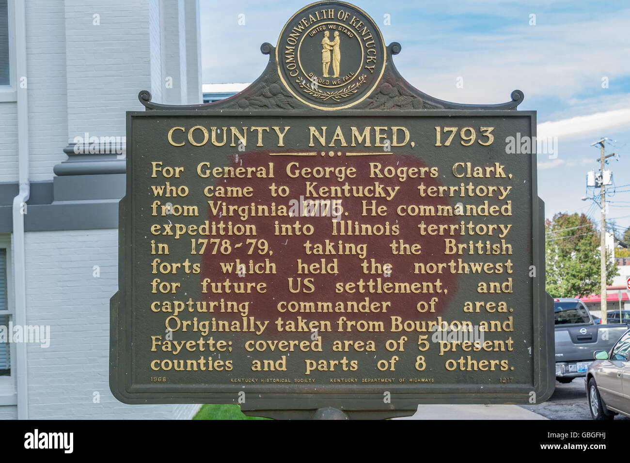 Historic road monument map for the naming of Clark County Kentucky in ...