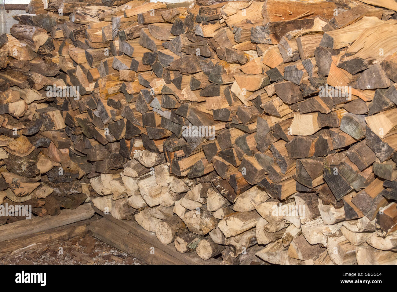 Stack of split firewood ready for winter Stock Photo - Alamy
