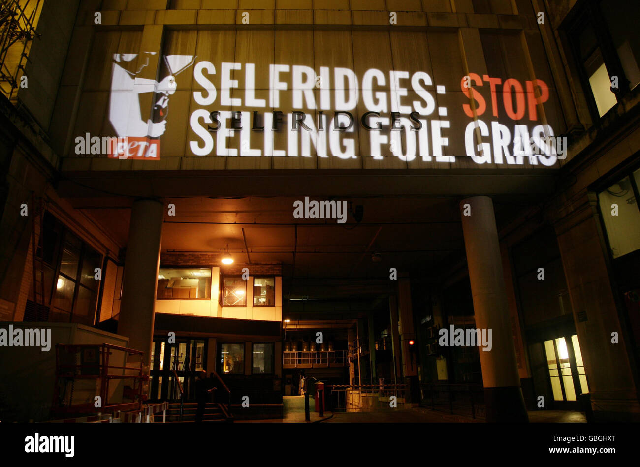 People for the Ethical Treatment of Animals (PeTA) project an anti-foie ...