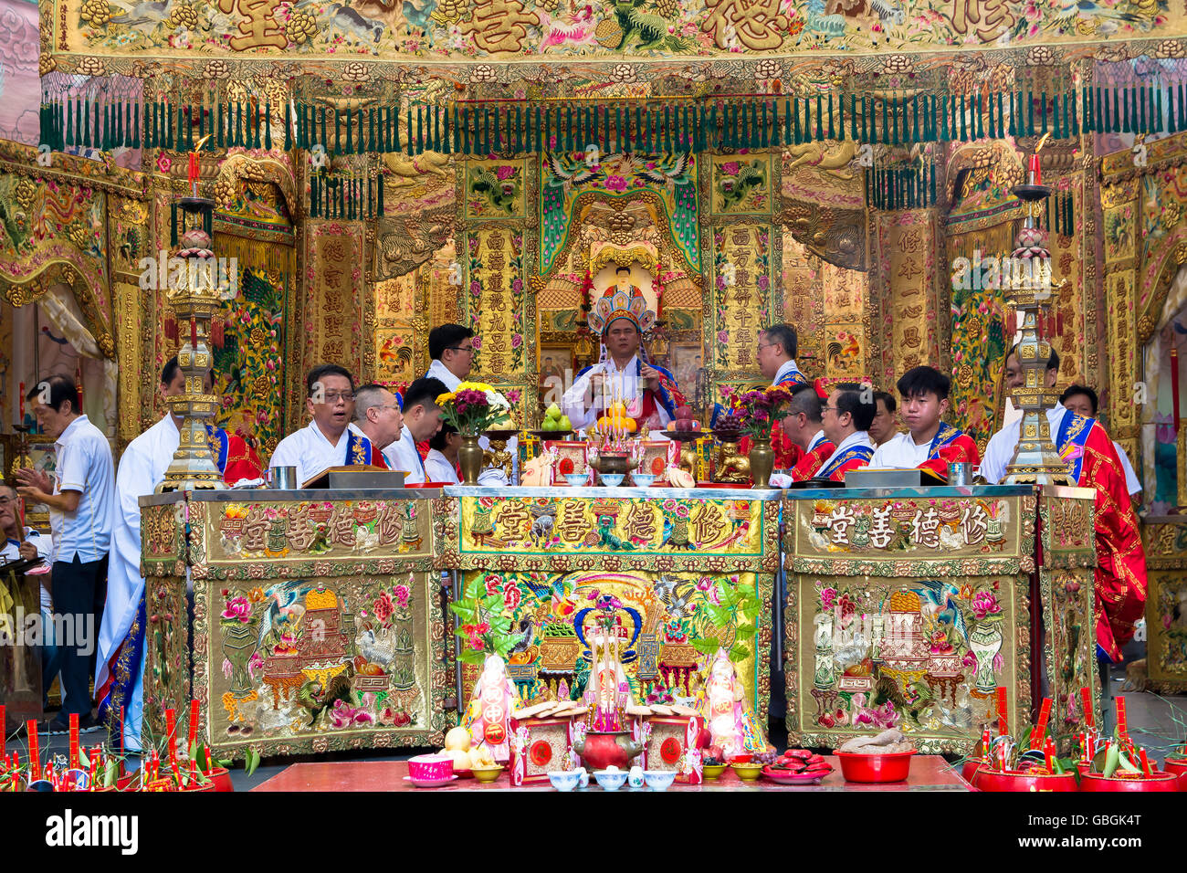 Frontal View of Taoism Ceremony Altar with Multiple People Stock Photo ...