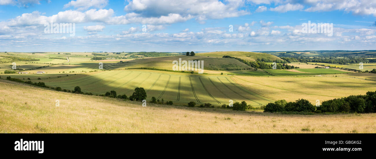 Middle Hill and Scratchbury Hill. Panorama from Battlesbury Hill, with ...