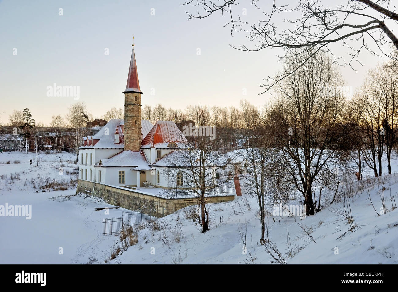 The Priory castle in Gatchina at dawn Stock Photo - Alamy
