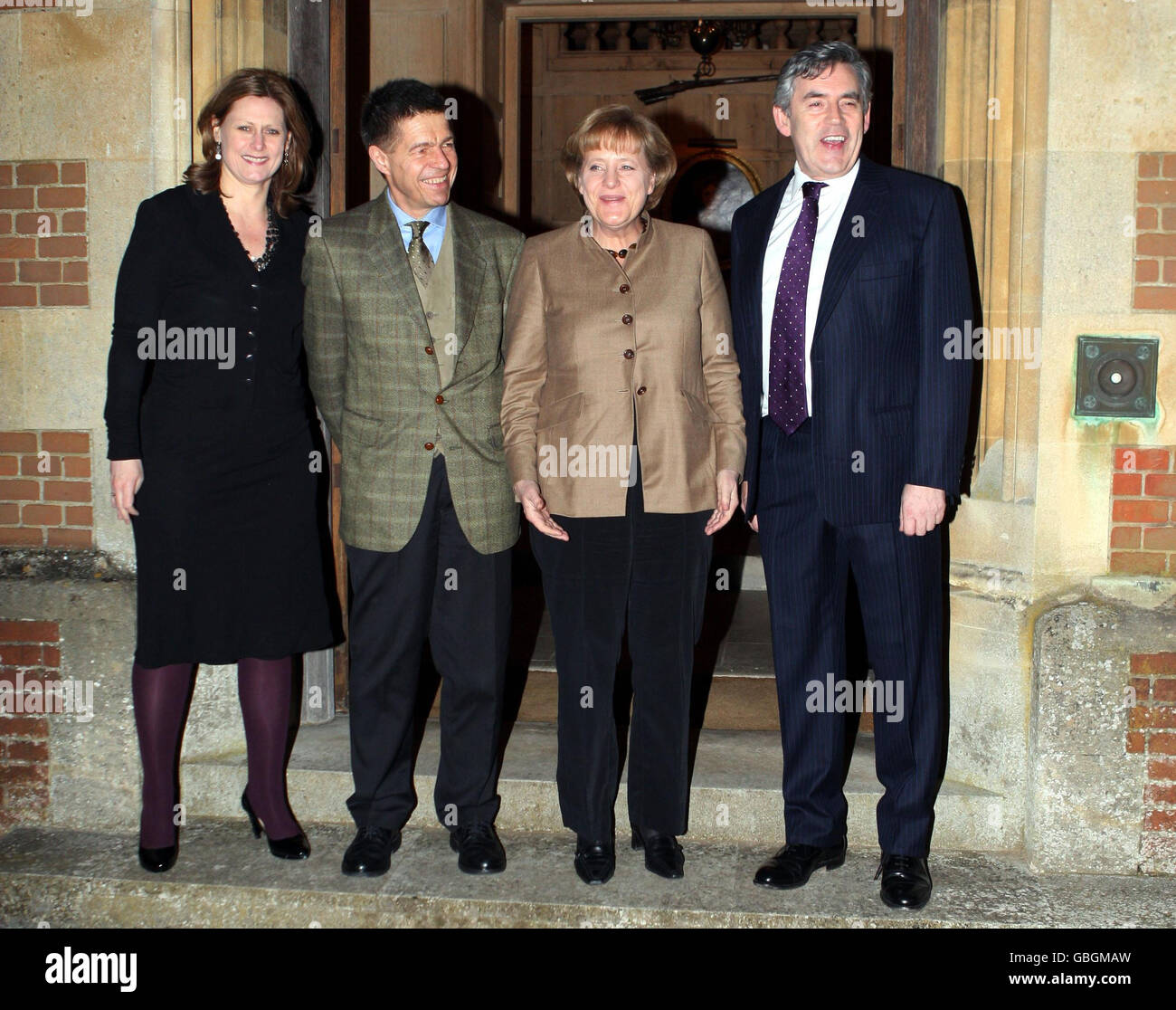 Prime Minister Gordon Brown and his wife Sarah (left) meet German ...