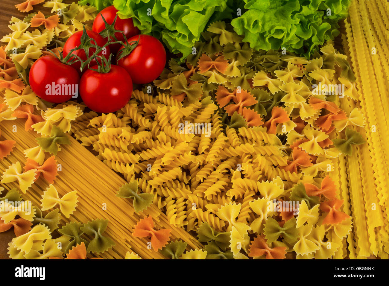 Various types of Italian pasta background. Spaghetti. Pasta. Italian ...