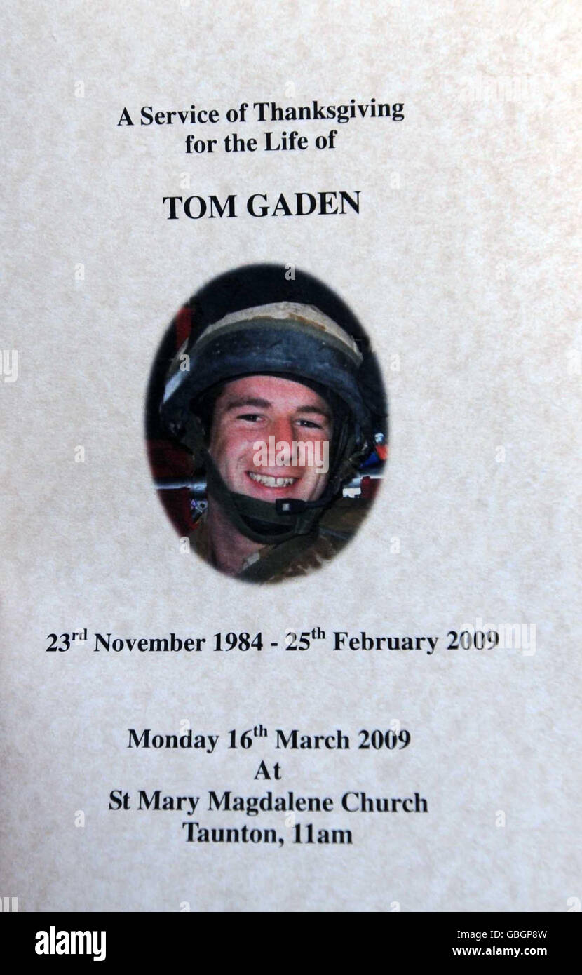 Corporal Tom Gaden funeral Stock Photo - Alamy